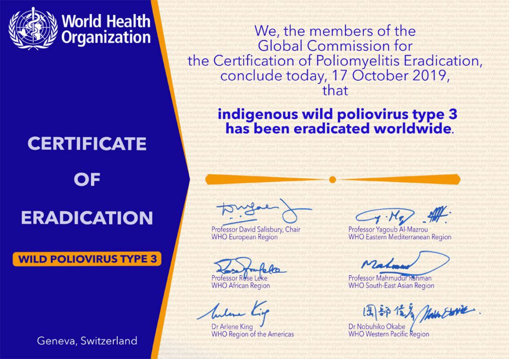 Wild poliovirus type 3 declared eradicated | Virology Blog